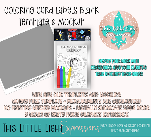 Coloring Card Template and Mockup for Photoshop | Digital Download | F ...