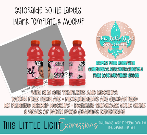 Gatorade Bottle Labels Template and Mockup for Photoshop or Canva | Di ...