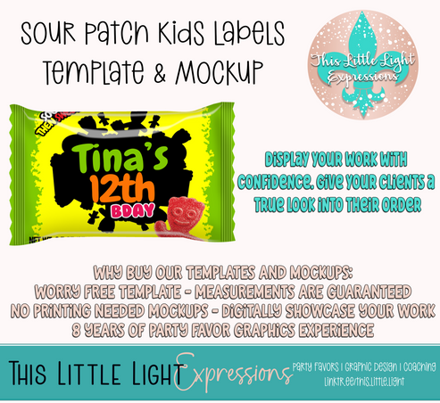 Sour Patch Kids | Bag and Box | Template and Mockup for Photoshop or C ...
